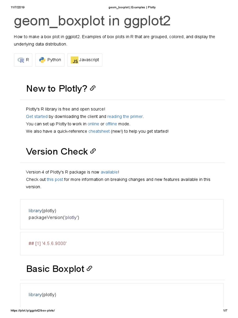 Geom - Boxplot - Examples - Plotly | PDF | Online And Offline ...