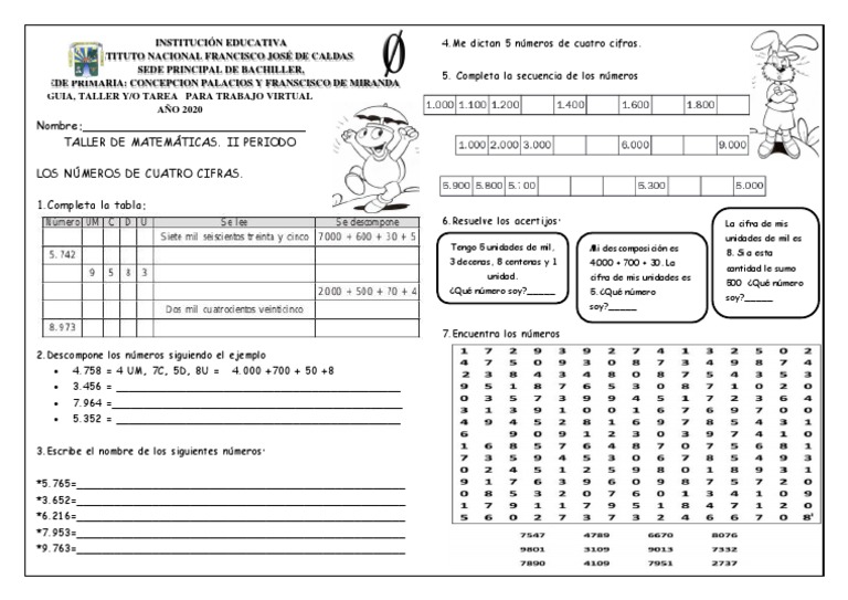 Ii Taller Números de 4 Cifras | PDF