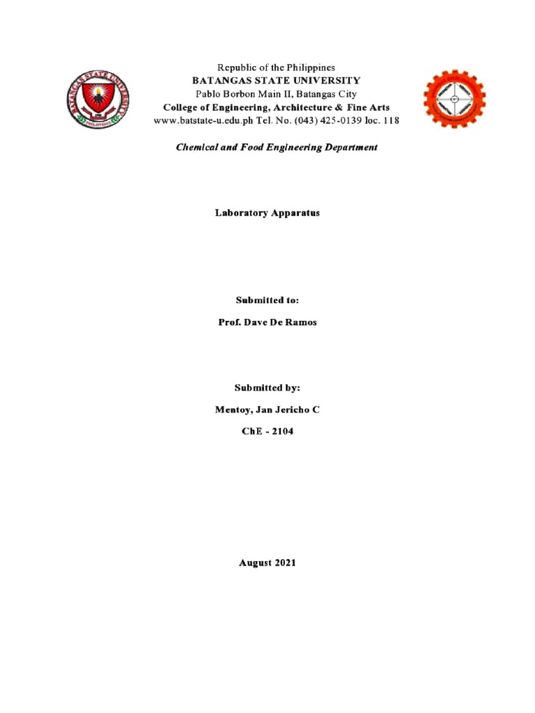 Laboratory Apparatus: Republic of The Philippines | PDF | Filtration ...