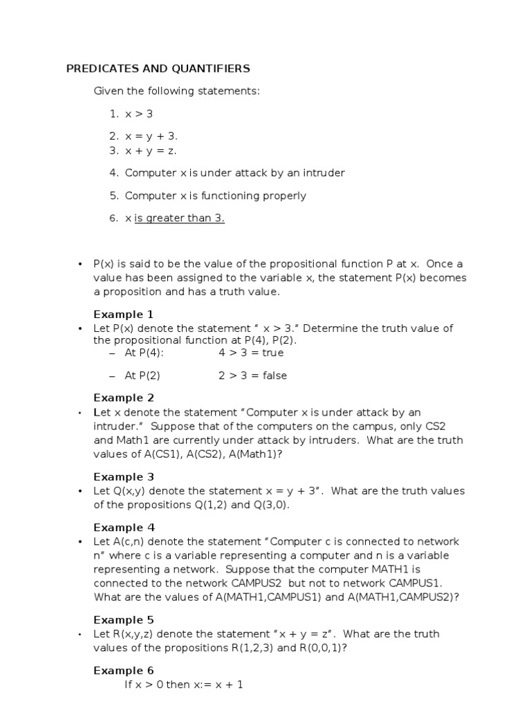 Predicates And Quantifiers 1 Pdf First Order Logic Interpretation Philosophy