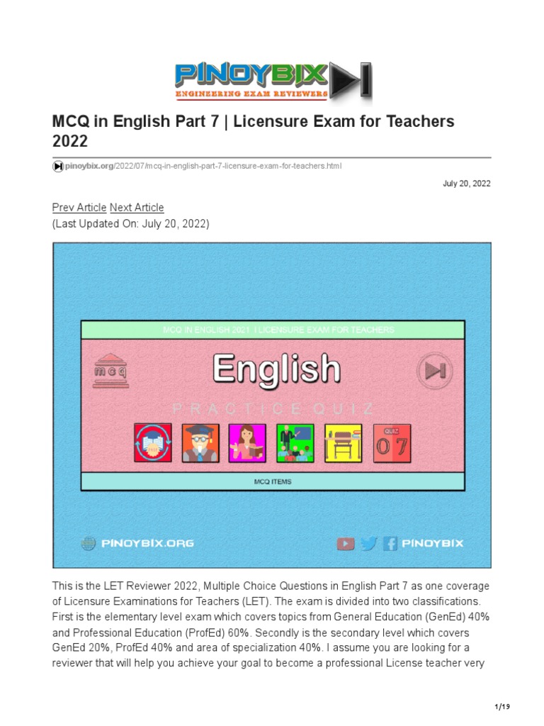 Preparing to Pass the Licensure Examination for Teachers: A Review of ...