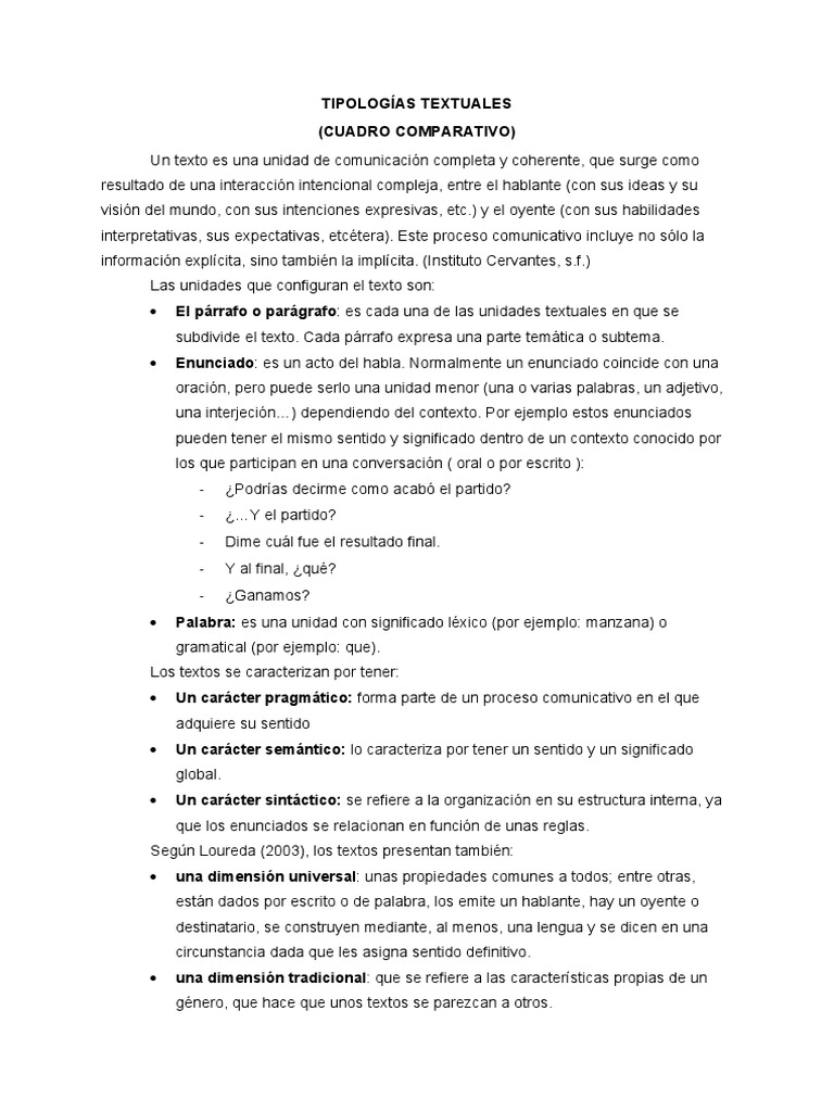 Clasificación de Tipologías Textuales | PDF | Lingüística ...