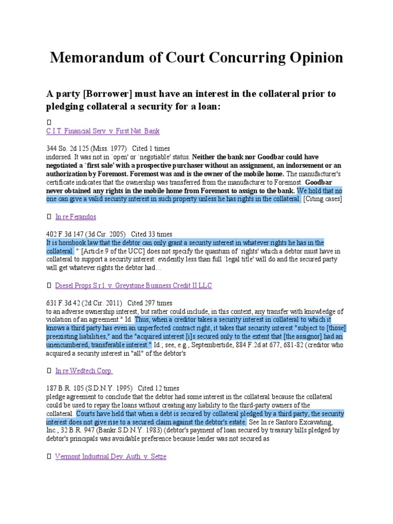 Memorandum of Court Concurring Opinion | PDF | Security Interest | Damages