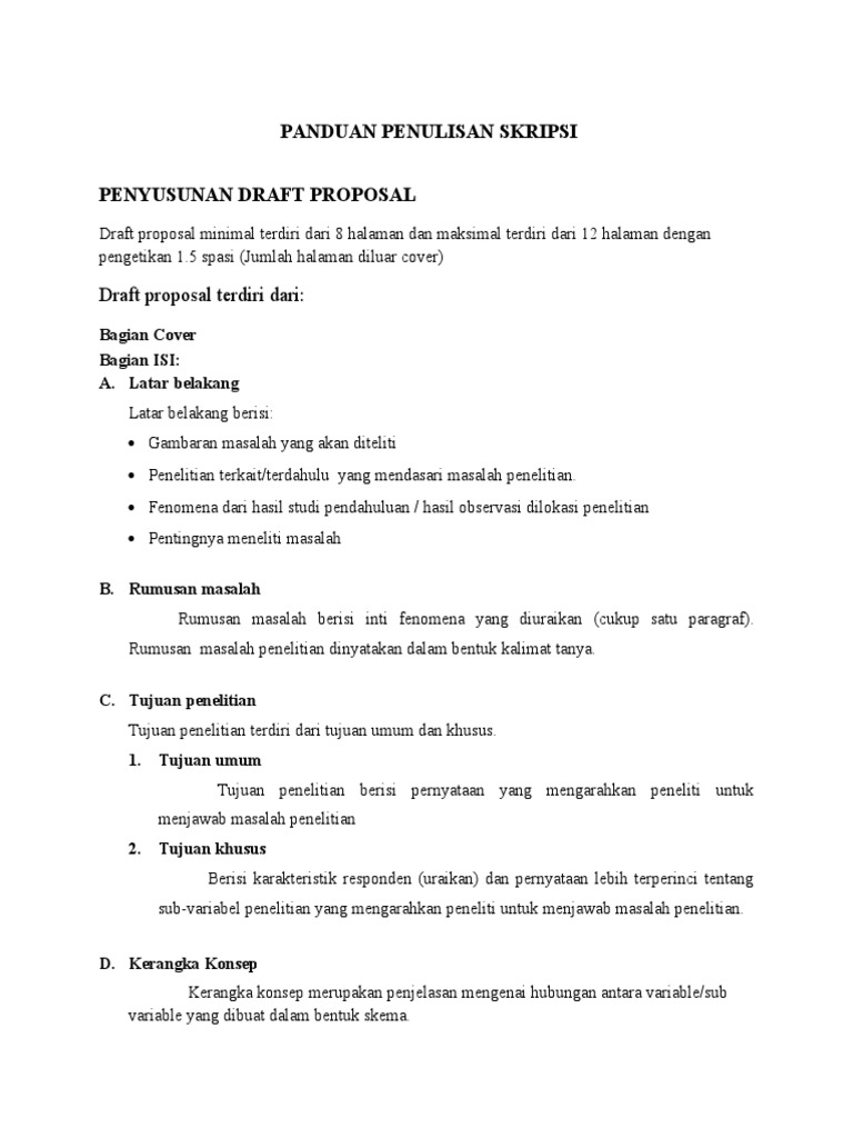 Panduan Penulisan Draft Proposal Skripsi | PDF | Metode & Bahan Ajar