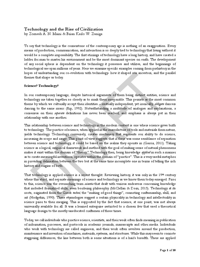 Technology's Role in Civilization's Rise | PDF | Science | Scientific ...