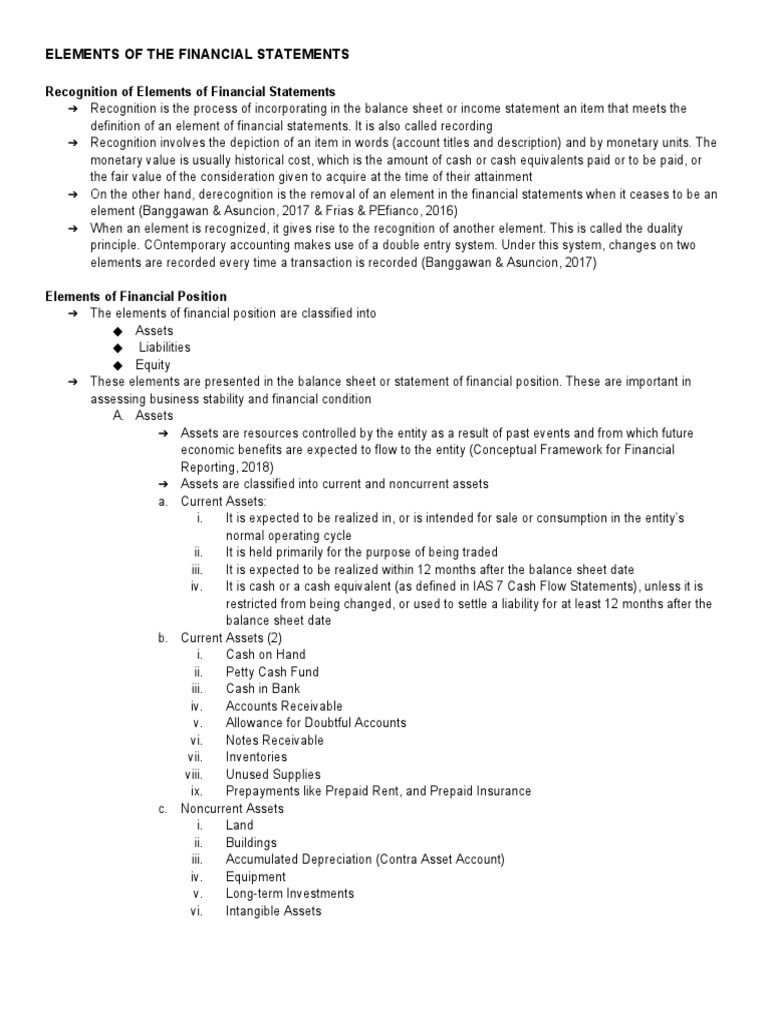 FUN ACC Elements of The FInancial Statements | PDF | Expense | Equity ...