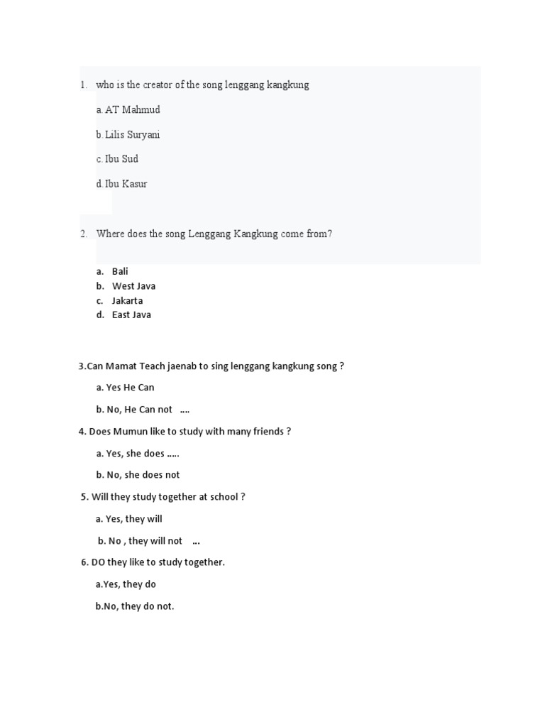 Soal Lat PTS S-1 SD Kls 2 English | PDF | Non Alcoholic Drinks | Indonesia