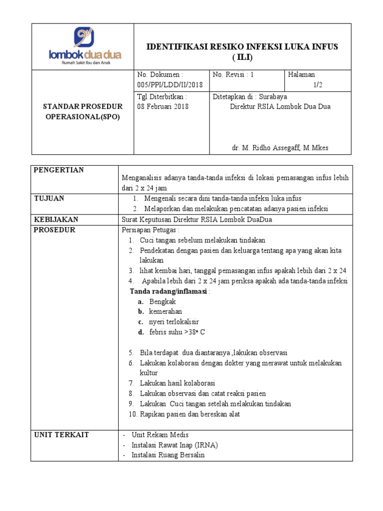 005 SPO Identifikasi Resiko Plebitis | PDF