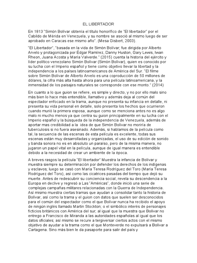 Pelicula Simon Bolivar | PDF | Venezuela