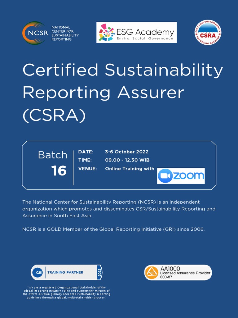 Training for Sustainability Reporting Assurance Professionals: An ...