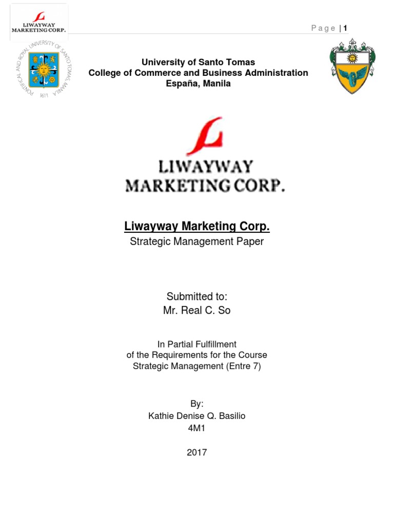 4m1 Final Basilio Liwayway Marketing Corp | PDF | Swot Analysis | Foods