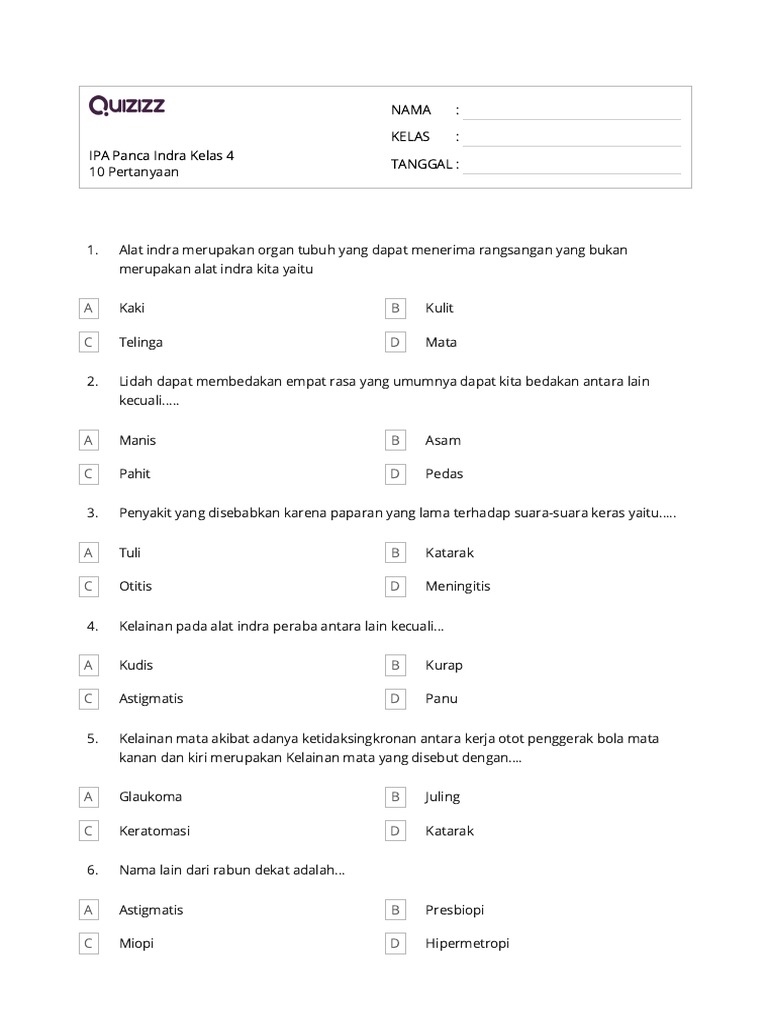 IPA Panca Indra Kelas 4 | PDF