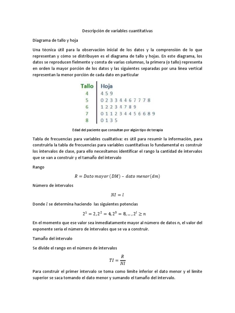 Descripción de variables cuantitativas | PDF | Muestreo (Estadísticas)