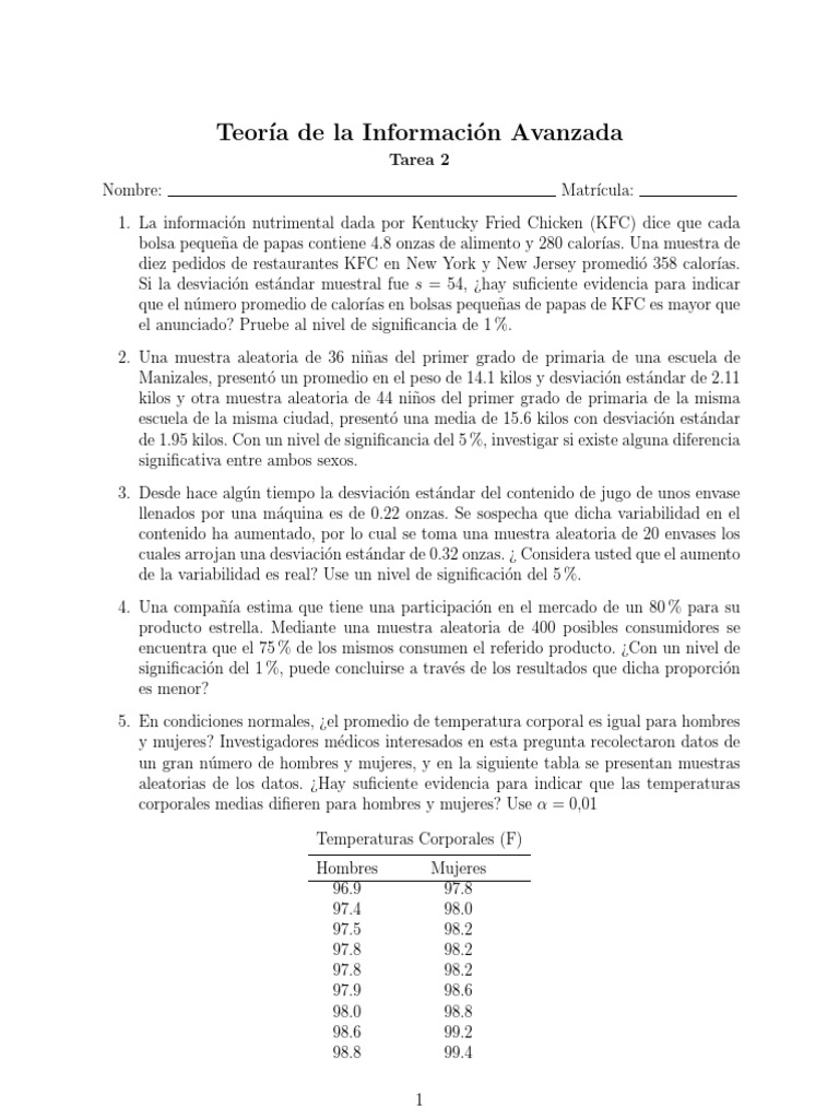 Tarea - 2 1 | PDF | Desviación Estándar | Muestreo (Estadísticas)