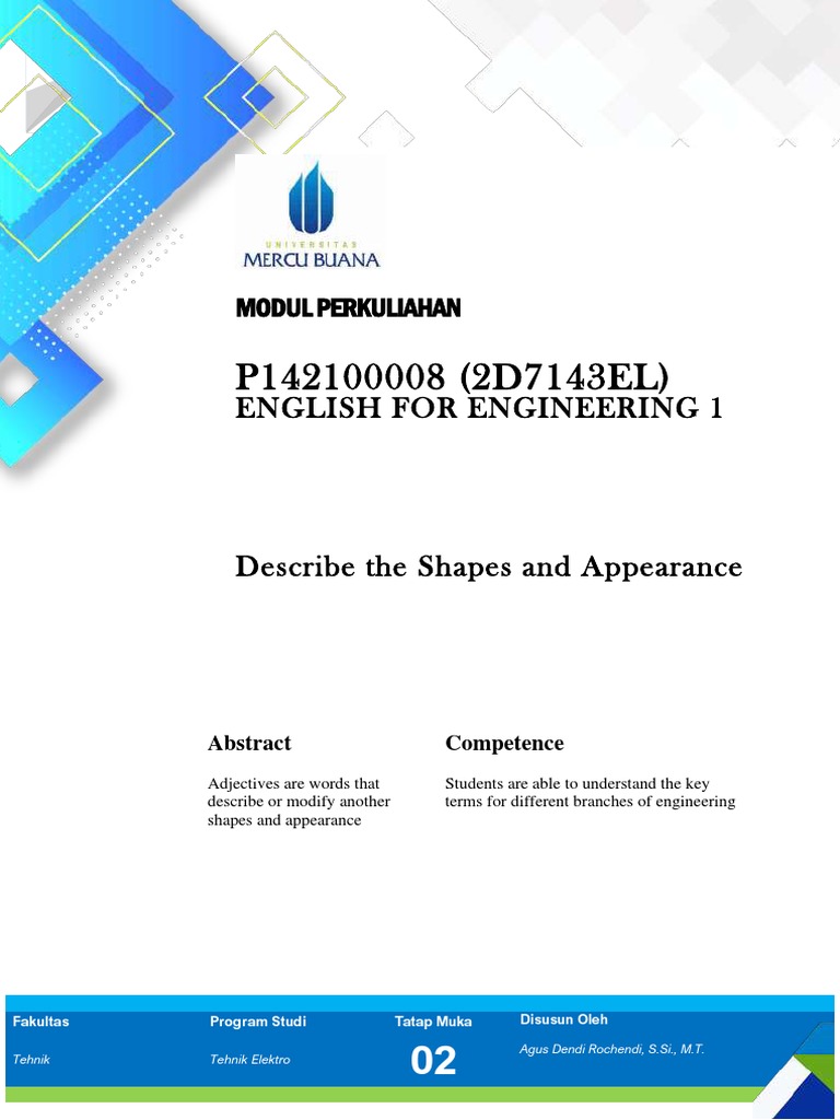 Modul English For Engineering I (TM2) | PDF | Rectangle | Shape