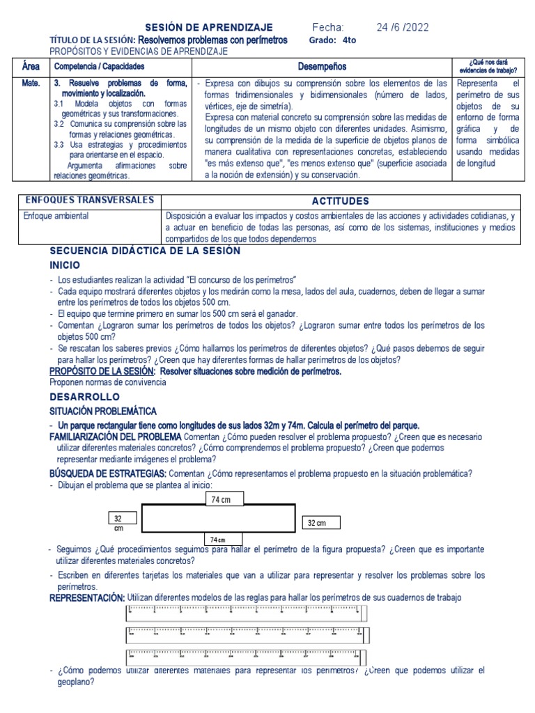 Problemas de Perímetros en Clase | PDF | Geometría