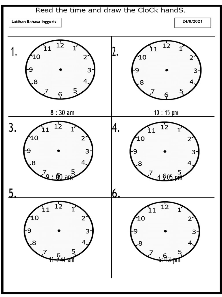 Read The Time and Draw The CloCk Hands | PDF
