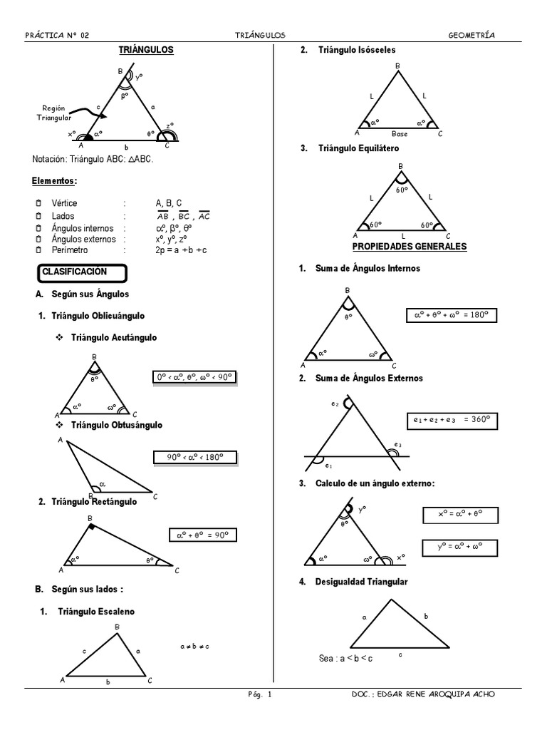 Teoremas y Ejercicios de Triángulos | PDF | Triángulo | Geometría del ...