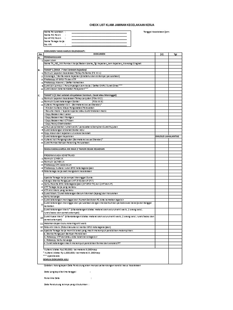 Check List Klaim Jkk Pdf