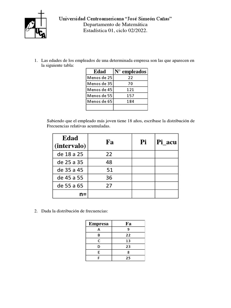Guía de Ejercicios FRECUENCIAS | PDF | Matemáticas