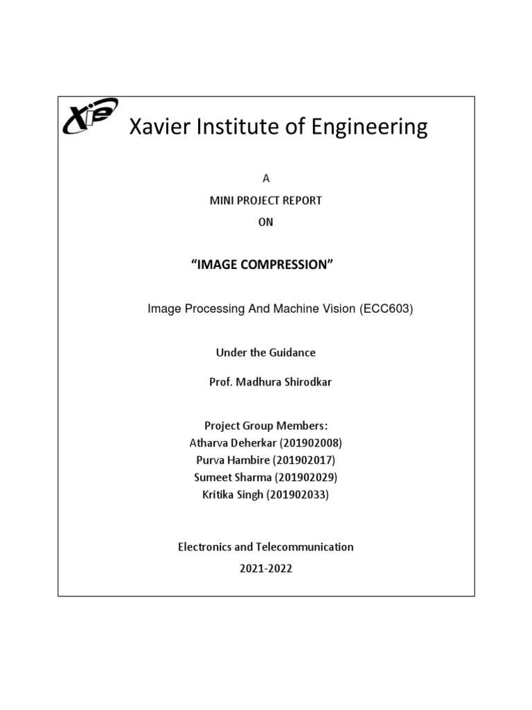 Image Compression Pdf Data Compression Telecommunications Engineering