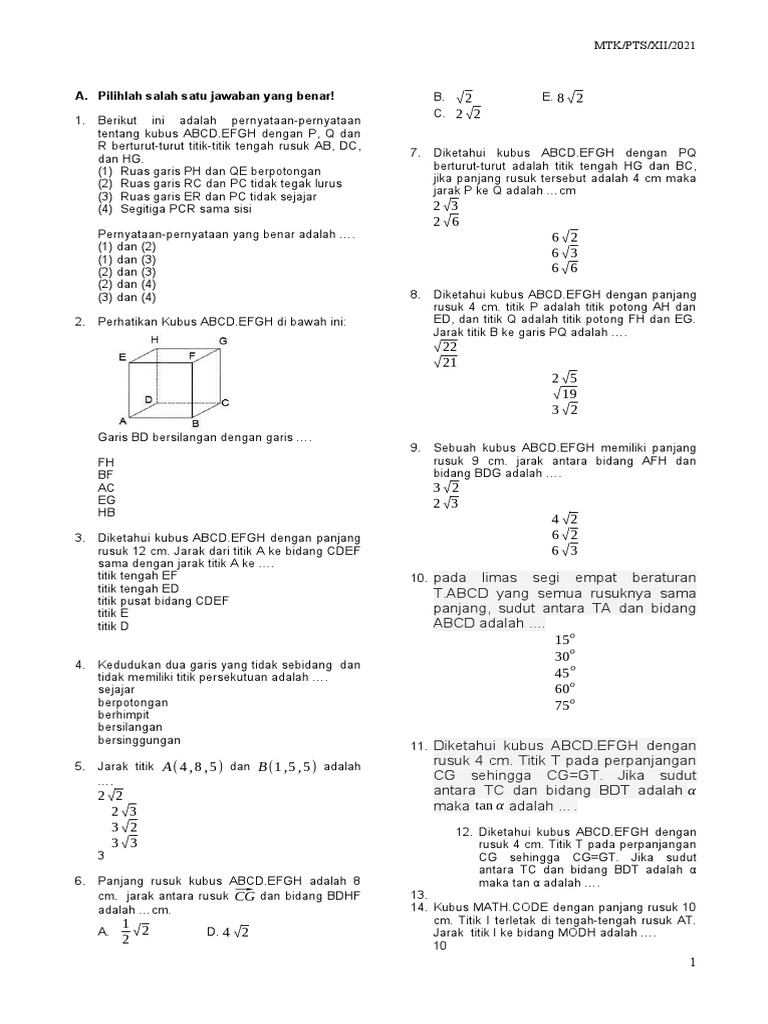 SOAL PTS Matematika Kelas XII | PDF | Metode & Bahan Ajar