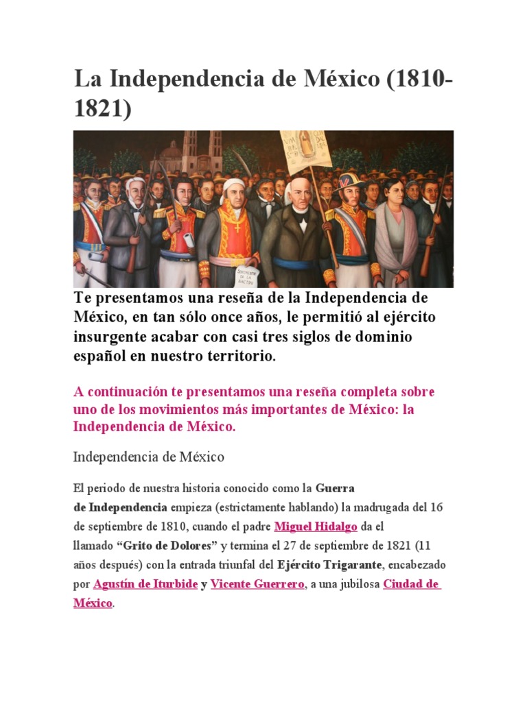 La Independencia de México (1810-1821) | PDF | México | Nueva españa