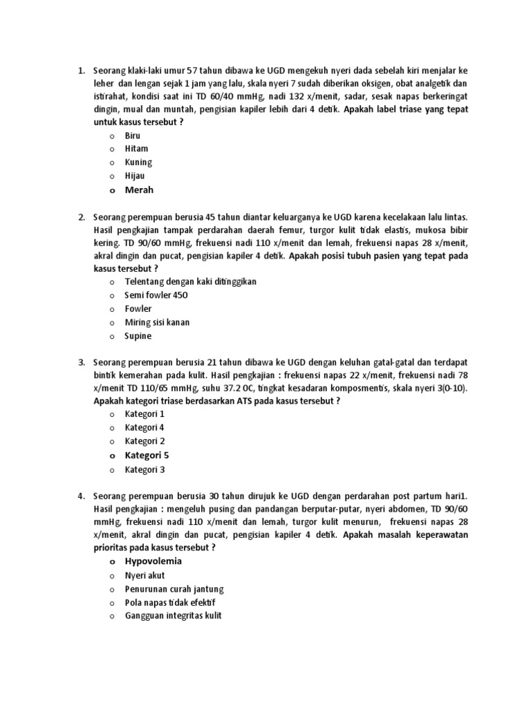 Soal KGD | PDF | Pengembangan Diri | Kesehatan Holistik