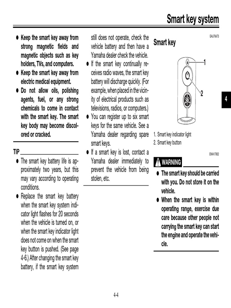 Yamaha Nmax 155 - Smart Key Battery Life | PDF | Vehicles | Electricity