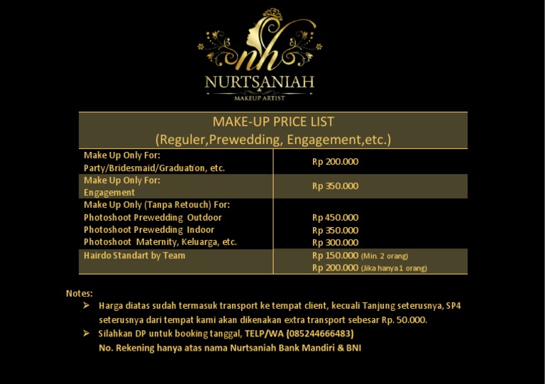 Contoh MAKE UP PRICE LIST | PDF