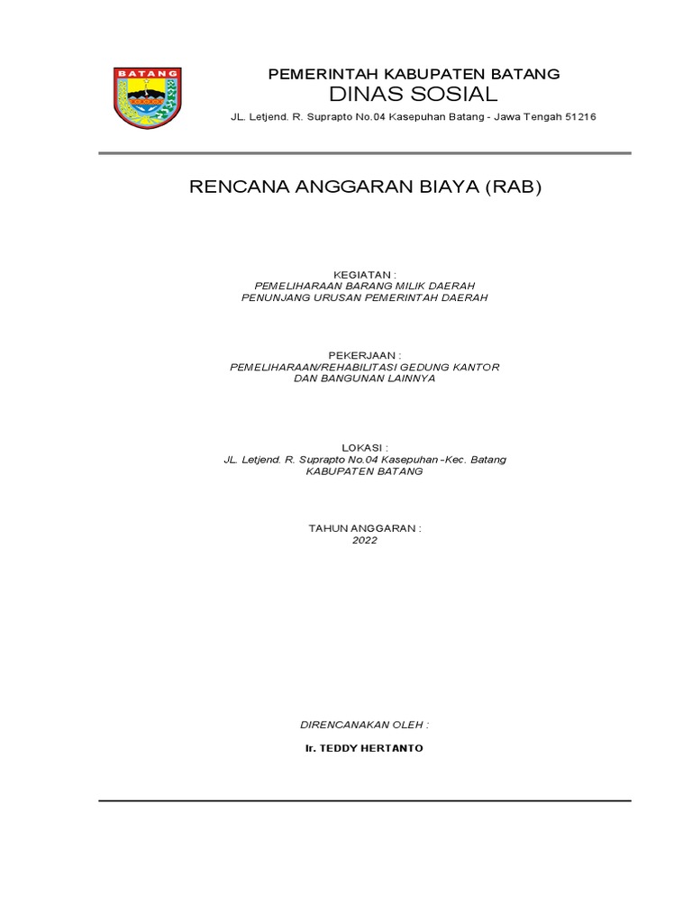 Rab - Rehab Aula Dinsos - 2022 | PDF