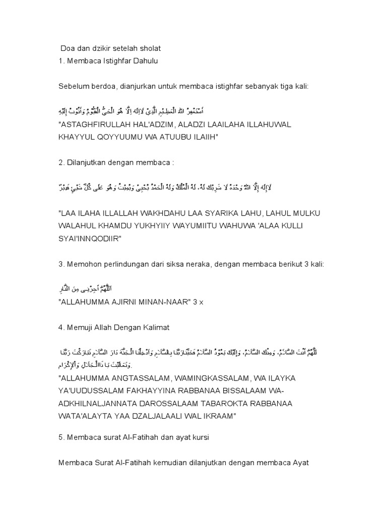 Doa Dan Dzikir Setelah Sholat | PDF | Semitic Words And Phrases | Abrahamic Religions