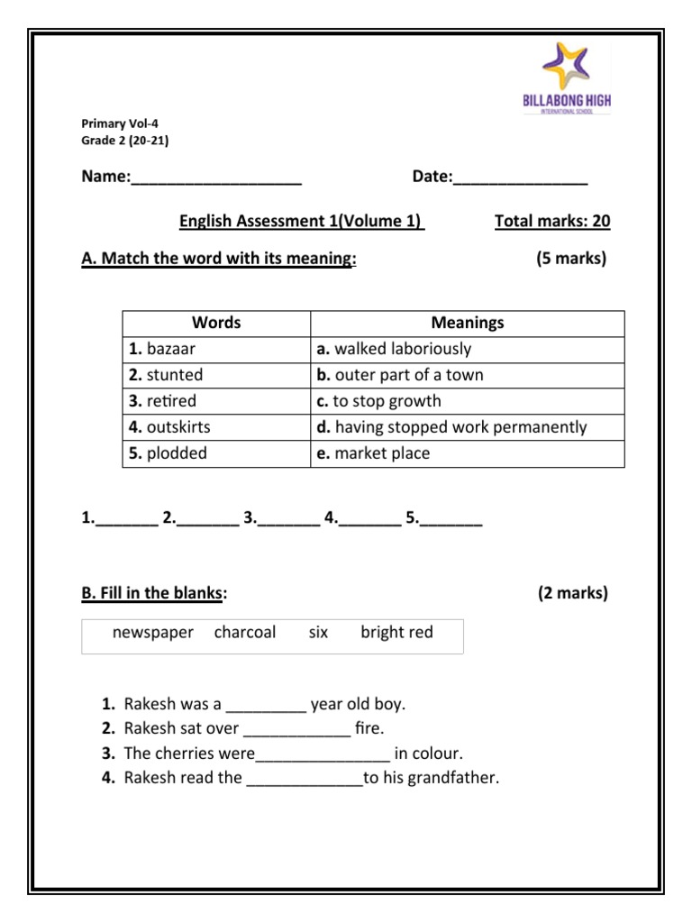 English Assessment 1 Vol 2 | PDF