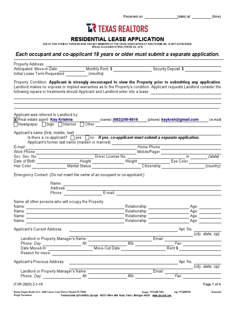 TAR lease form | PDF | Lease | Landlord