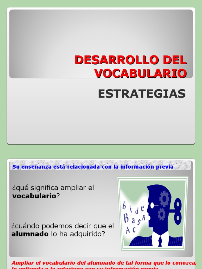 Estrategias para el Desarrollo del Vocabulario | PDF | Método de ...