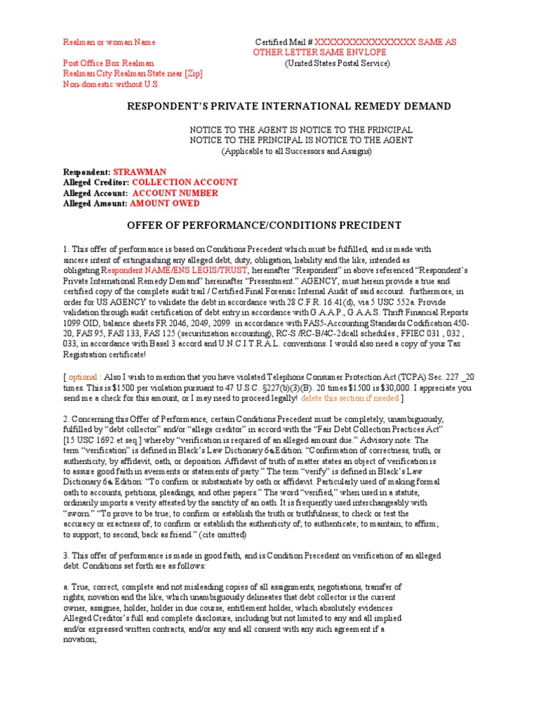 Debt Validation-Private Remedy Letter-1r | PDF | Affidavit | Assignment ...