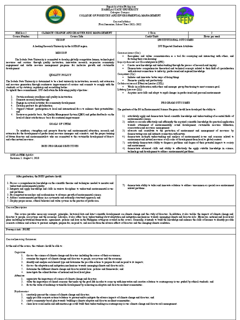 Syllabus CC DRM For Final | PDF | Climate Change | Science