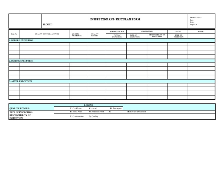 Inspection and Test Plan Form1 | PDF