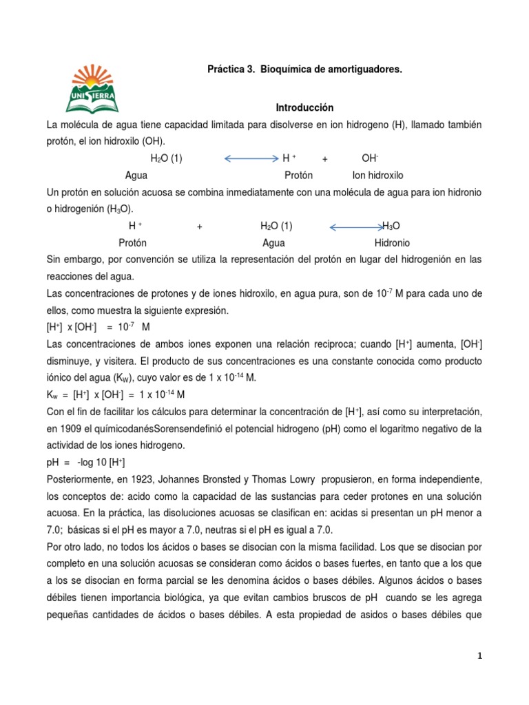 Bioquímica de Amortiguadores | PDF | Ph | Ácido