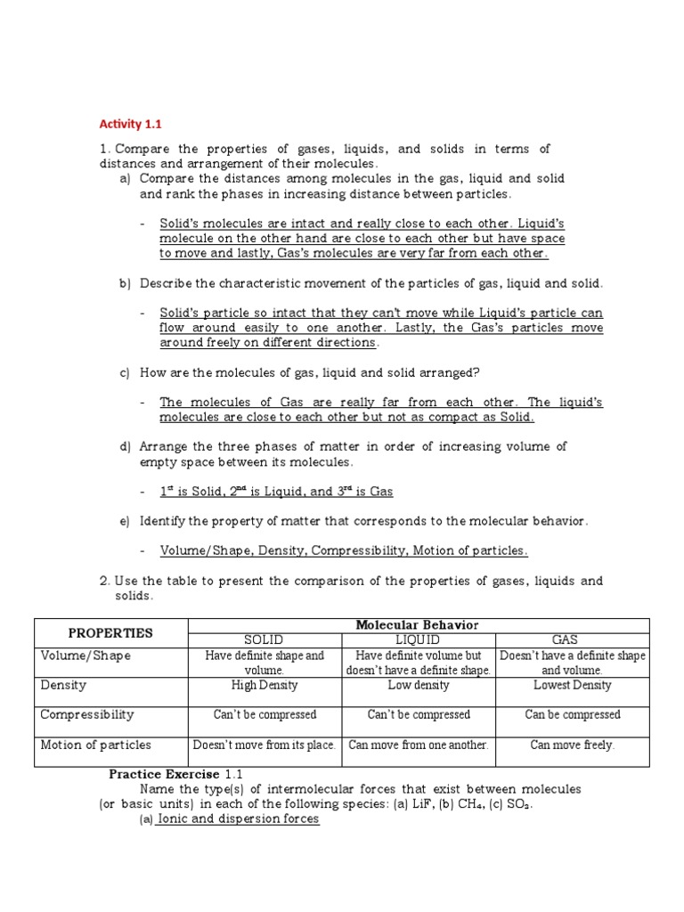 Gen Chem 2 Module 1 Answers | PDF | Gases | Liquids