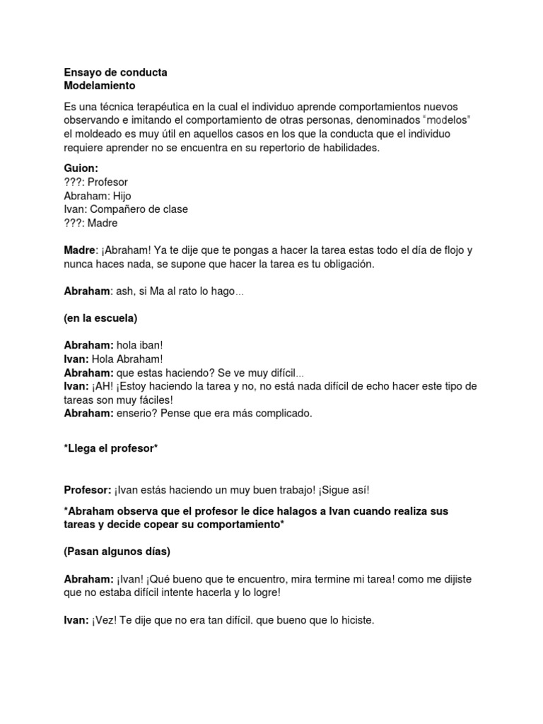 Modelamiento de Conducta en Niños | PDF | Relaciones personales ...