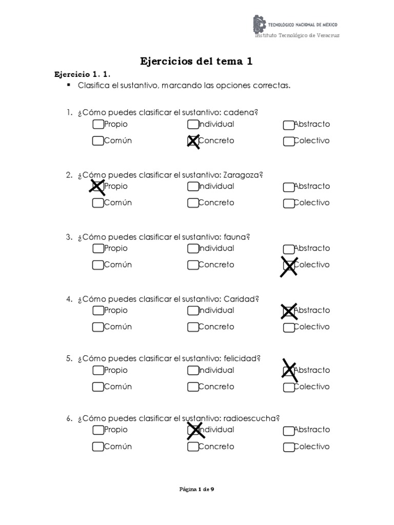 Ejercicios Del Tema 1, 2 y 3 RESUELTOS | PDF | Sustantivo | Sintaxis