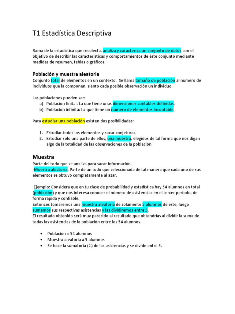 Estadística Descriptiva | PDF | Matemáticas | Teoría de probabilidad