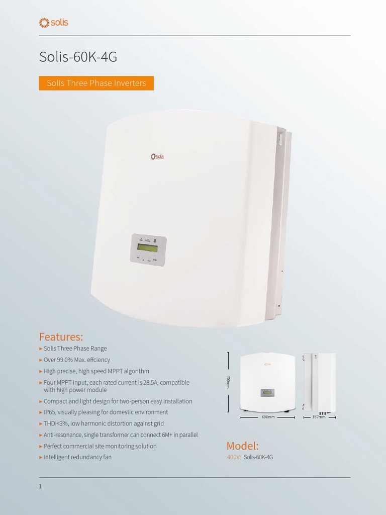 Datasheet - Solis 60K 4G | PDF | Physical Quantities | Power Engineering