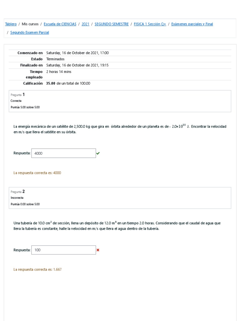 Segundo Parcial F1Q - Revisión Del Intento | PDF | Densidad | Satélite ...