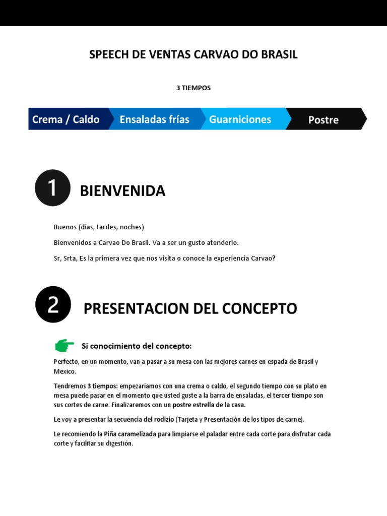 Speech de Ventas Carvao | Descargar gratis PDF | Postres | Vino