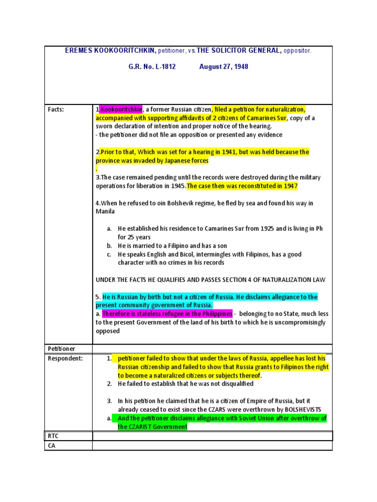 3 - Kookooritchkin V Solgen | PDF | Naturalization | Citizenship