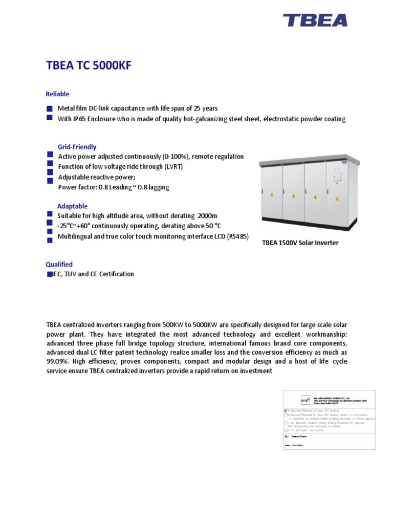 TBEA TC 5000KF Datasheet - 22.11.2021 | PDF | Power Inverter ...