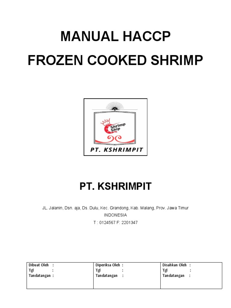 MANUAL HACCP SHRIMP - Form Praktek | PDF