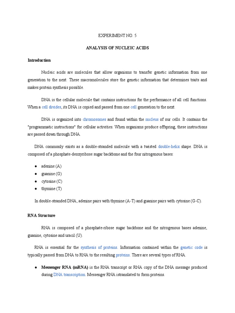 Arzadon Lab5 | PDF | Dna | Rna